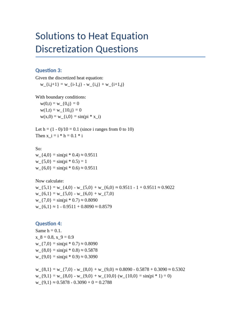 Heat Equation Solutions | PDF