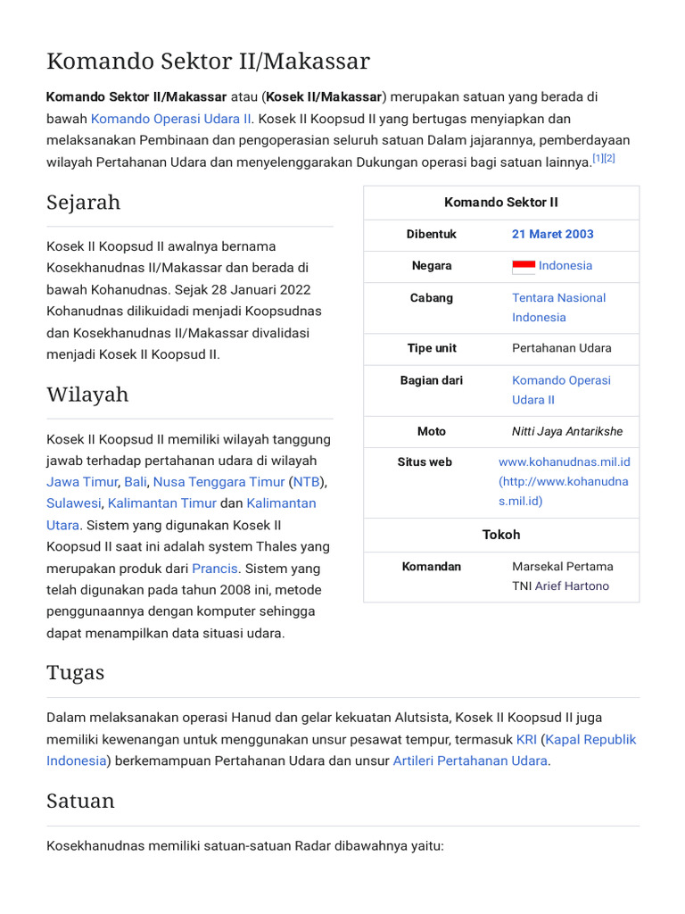 Komando Sektor II - Makassar - Wikipedia Bahasa Indonesia, Ensiklopedia Bebas | PDF