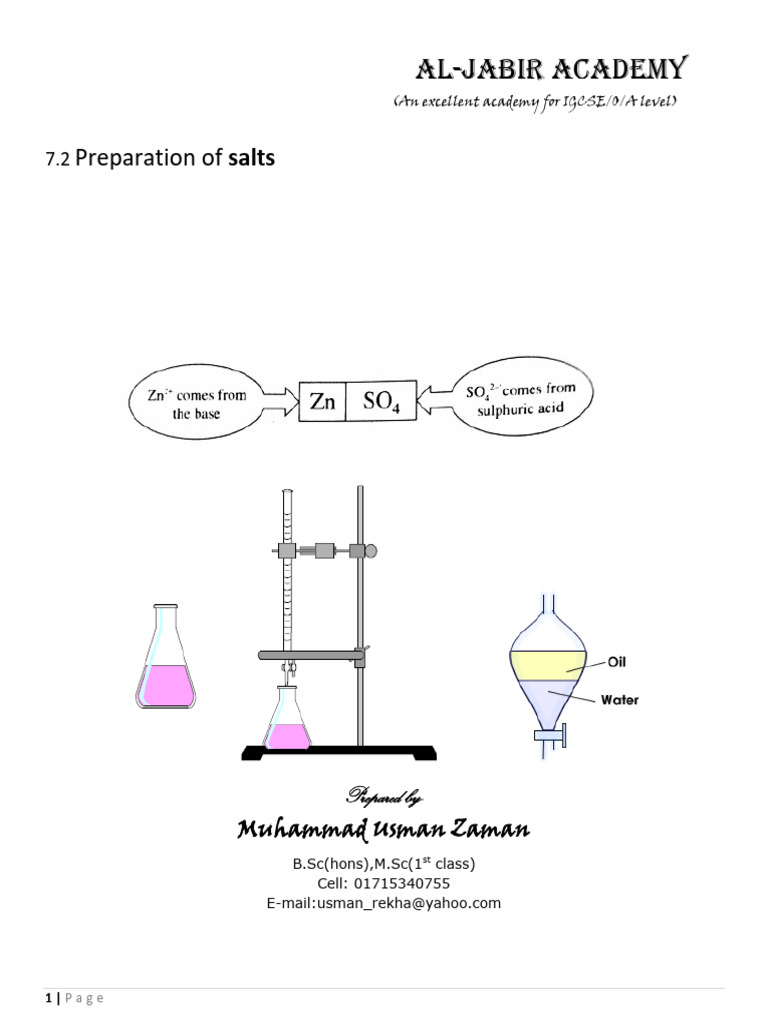Techniques for Salt Preparation and Purification | PDF | Salt ...