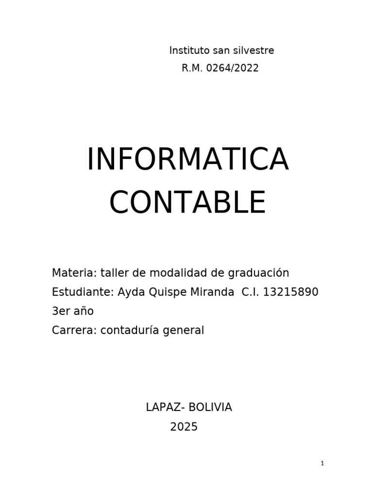 1.informatica Contable | PDF | Informática | Hardware de la computadora