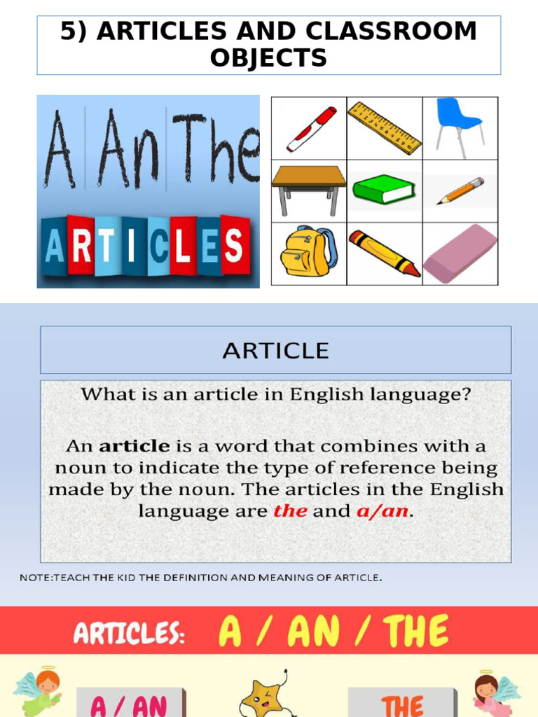5) Articles and Classroom Objects | PDF