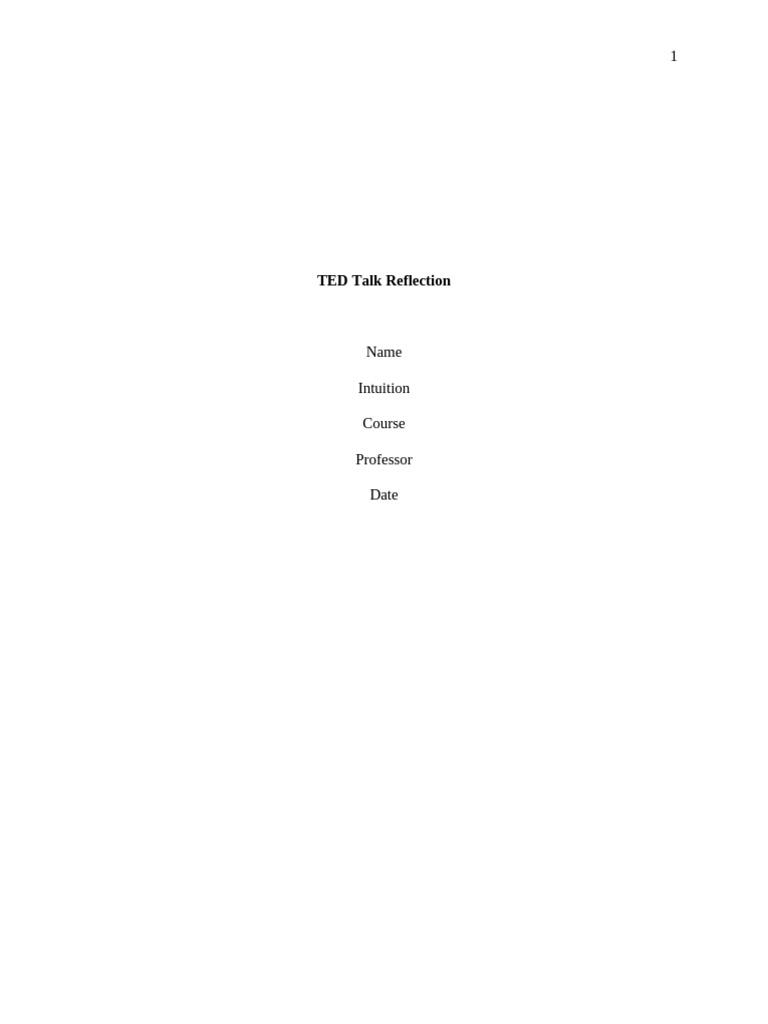 TED Talk Reflection | PDF | Pandemic | Medicine