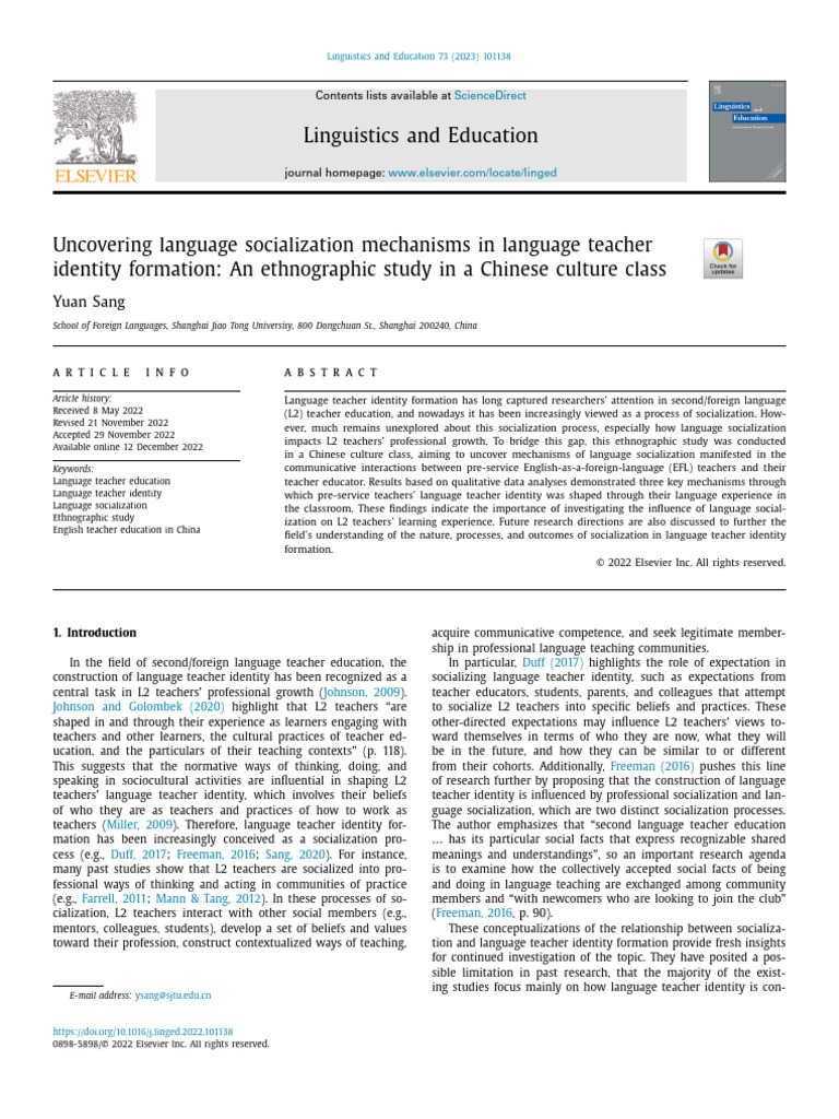 Uncovering Language Socialization Mechanisms in Language Teacher | PDF ...