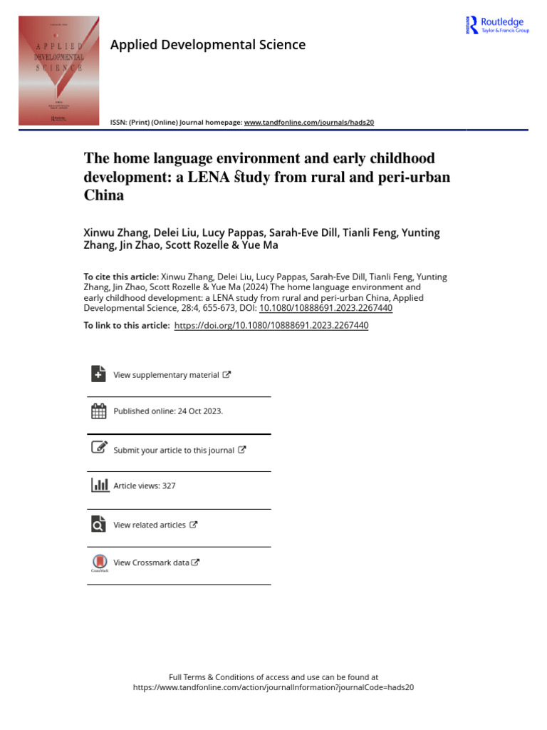 The Home Language Environment and Early Childhood Development a LENA Study From Rural and Peri ...