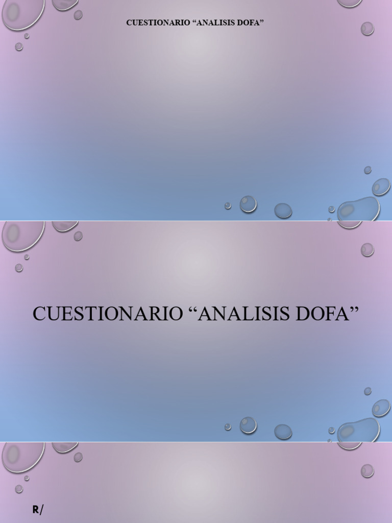 CUESTIONARIO DOFA | PDF | Análisis FODA | Planificación