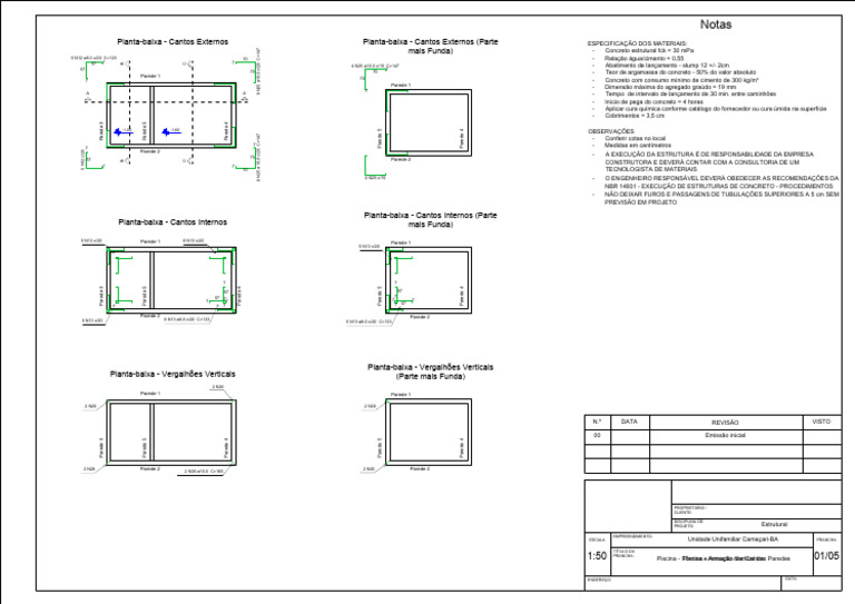 Projeto de piscina - prancha 02 | PDF | Concreto