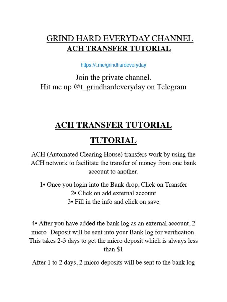 Ach Transfer Tutorial - Bank Logs | PDF
