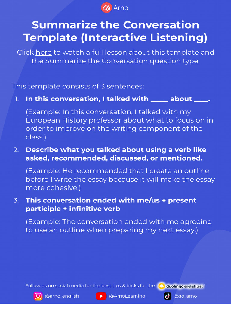 Summarize The Conversation Template (Interactive Listening) | PDF