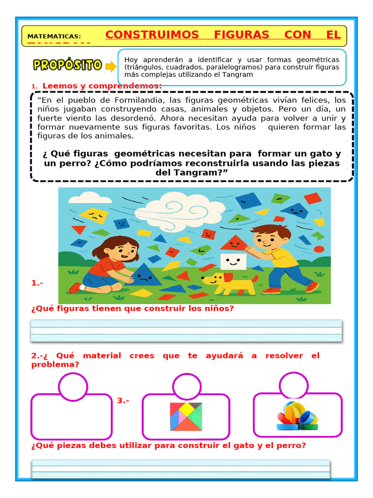 U3 S1 Ficha D4 Mat Construimos Figuras Geometricas Con El Tangram | PDF