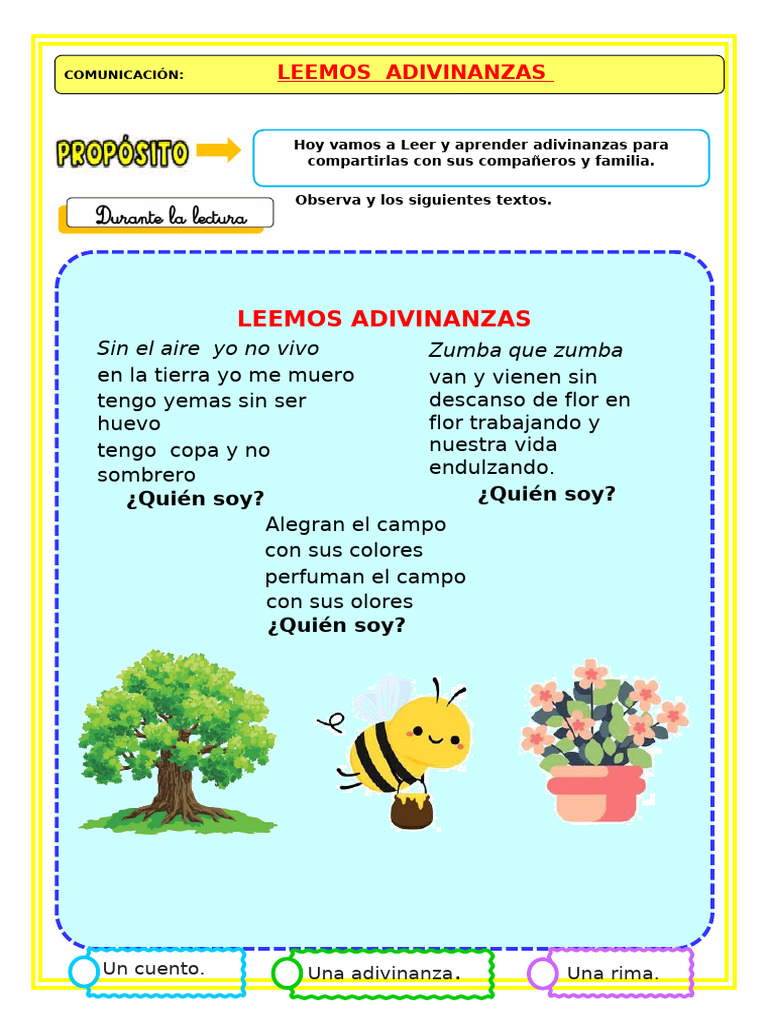 U3 S1 Ficha D1 Com Leemos Adivinanzas | PDF