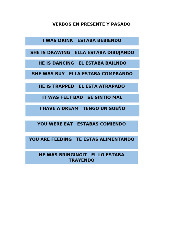 Verbos en Pasado y Presente | PDF