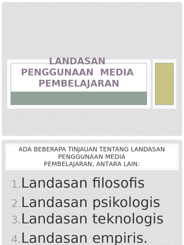 Landasan Penggunaan Media Pembelajaran | PDF