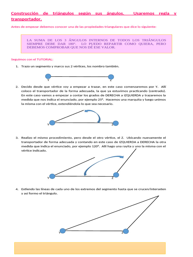 Construcción de triángulos por ángulos | PDF