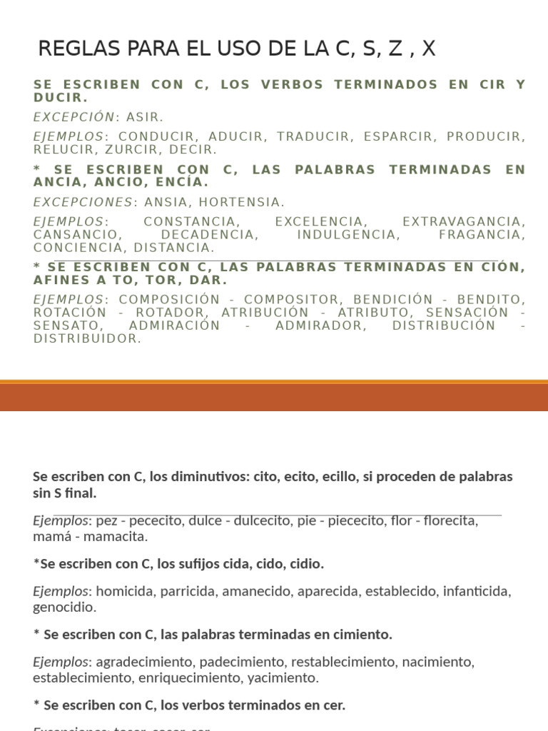 Reglas de Ortografía: C, S, Z, X | PDF | Conjugación gramatical ...