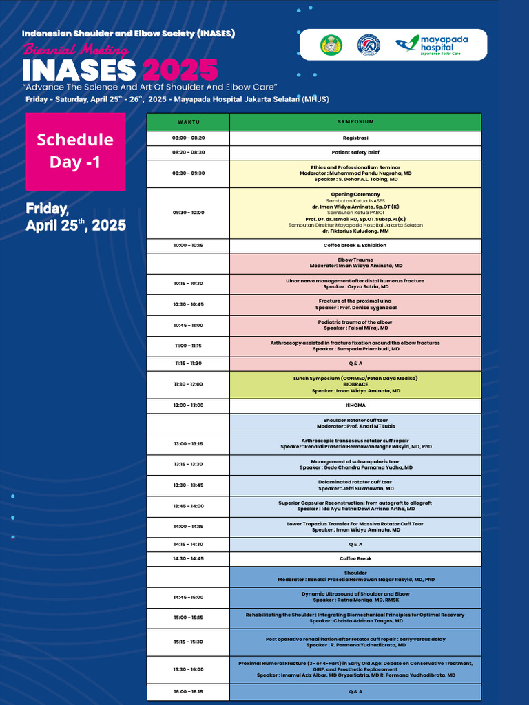 Program Schedule Ina 2025 | PDF | Elbow | Shoulder