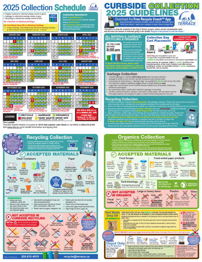 2025 Curbside Collection Schedule | PDF | Recycling | Waste