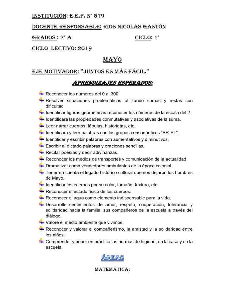 Mayo Planif 2° Grado | PDF | Sociedad