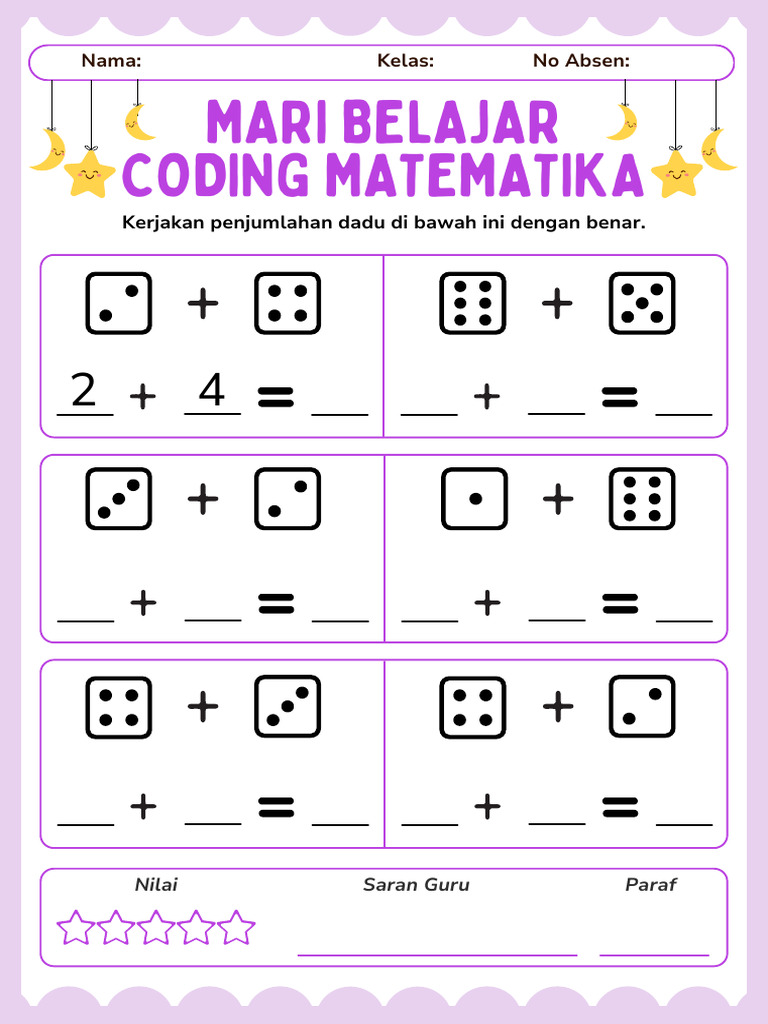 Ungu Ceria Kreatif Edukasi Lembar Kerja Coding Matematika - 20250525 - 064142 - 0000 | PDF