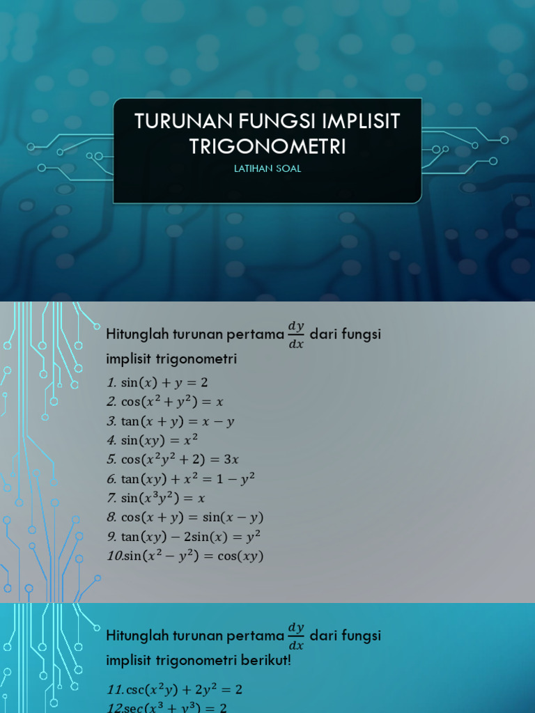 Latihan Soal Turunan Fungsi Implisit Trigonometri | PDF