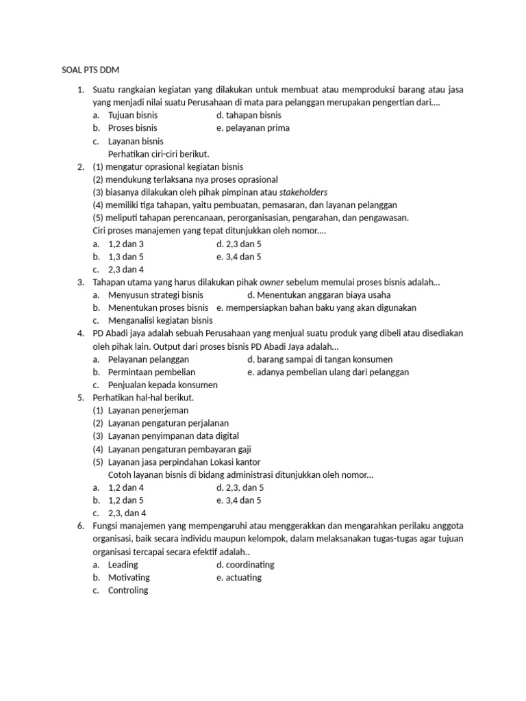 Soal PTS DDM | PDF