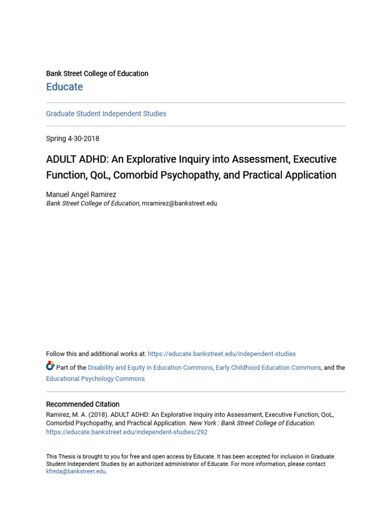 ADULT ADHD - An Explorative Inquiry Into Assessment Executive Fun | PDF ...
