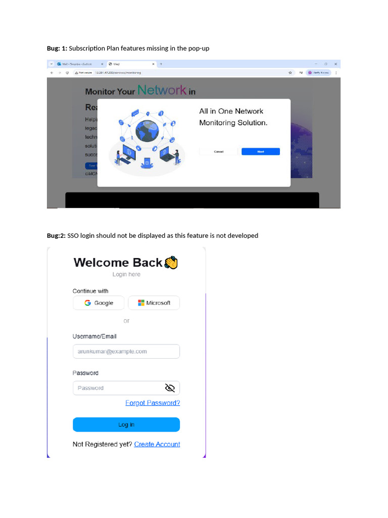 Subscription Plan and Dashboard Bugs Report | PDF