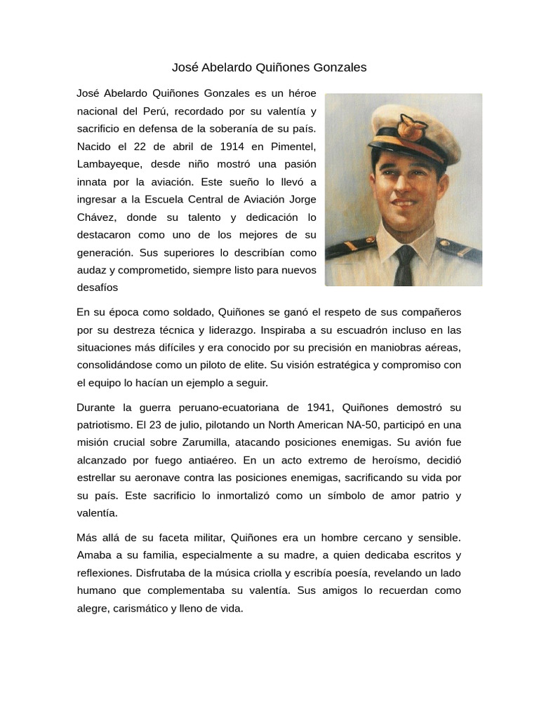José Abelardo Quiñones: Héroe Nacional | PDF