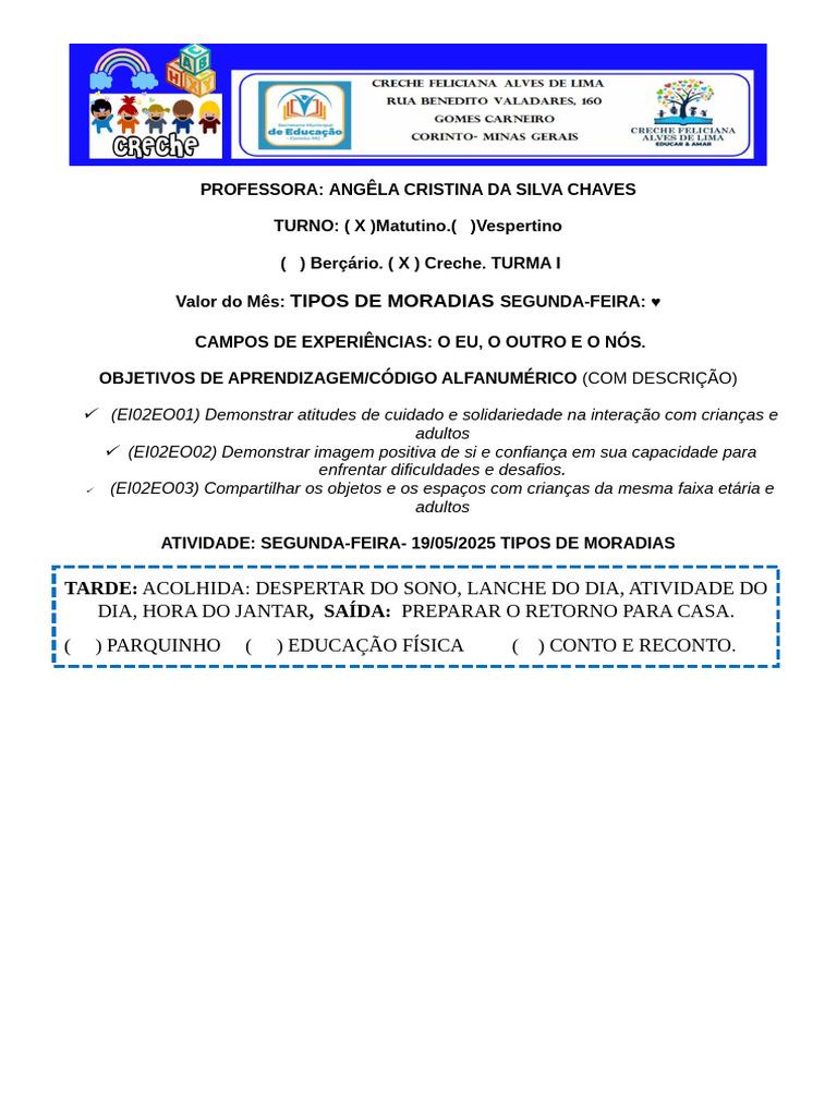 Atividades Angêla Cristina Da Silva Chaves Tipos de Moradias | PDF