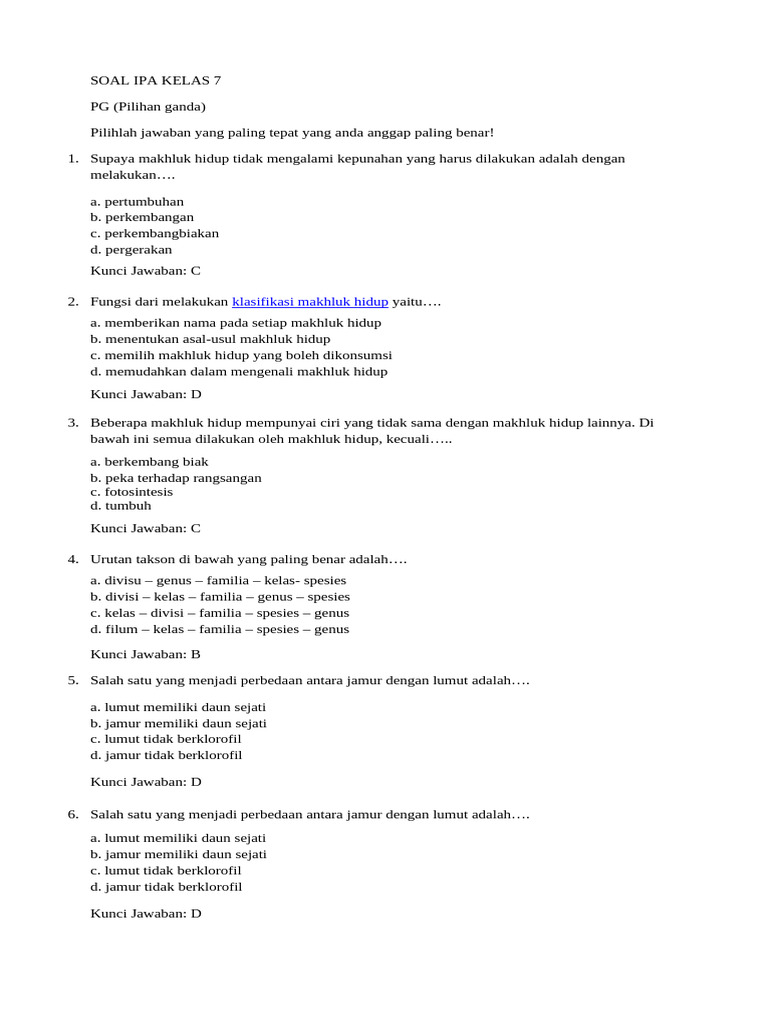 Soal Ipa Kelas 7 | PDF