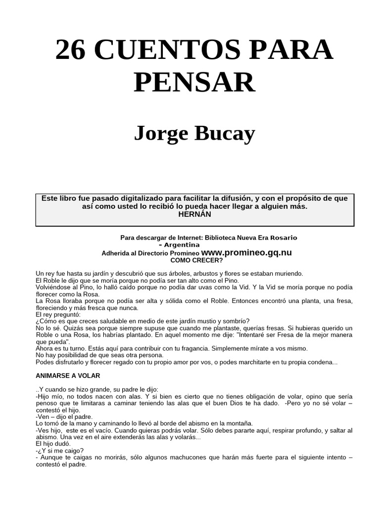 26 Cuentos para Pensar (Jorge Bucay) | PDF | Amor