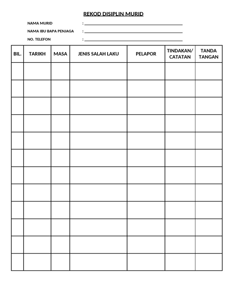 Rekod Disiplin Murid | PDF