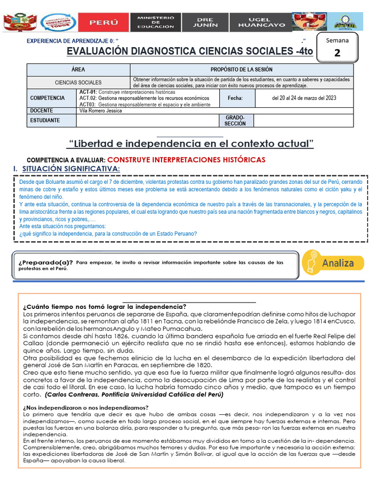 4to B Ccss-Evaluacion Diagnostica | PDF | Pesticida | Contaminación