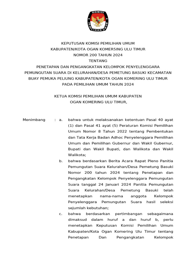 Format Keputusan Pengangkatan Kpps V | PDF