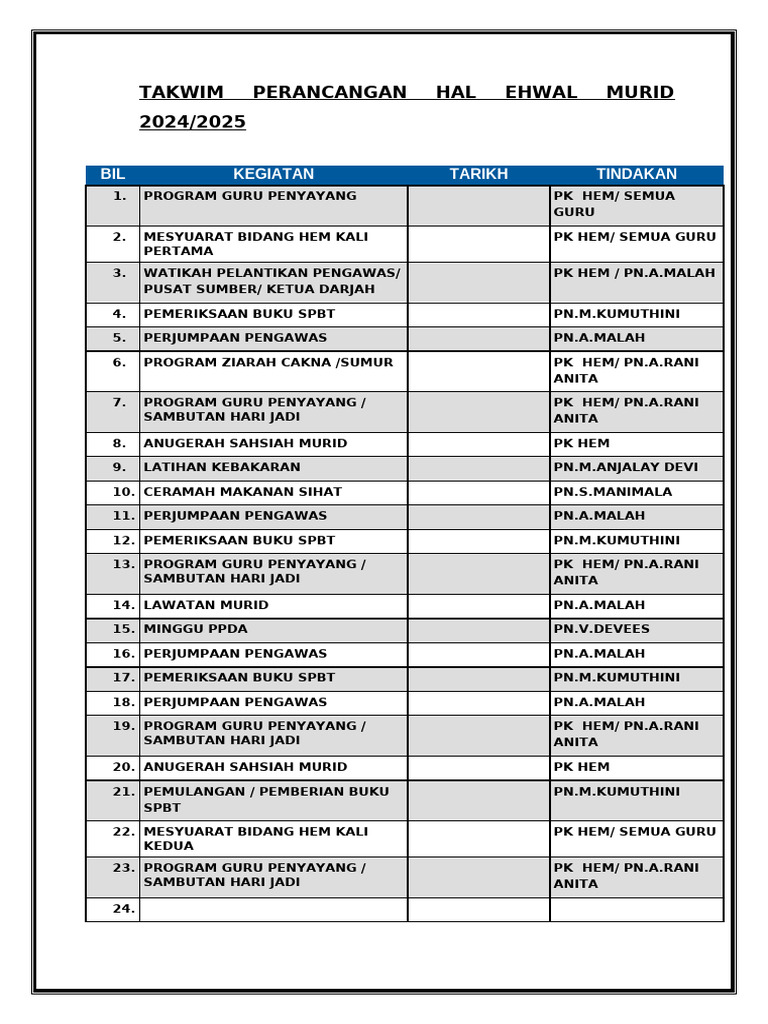 Takwim Hem 2024 | PDF