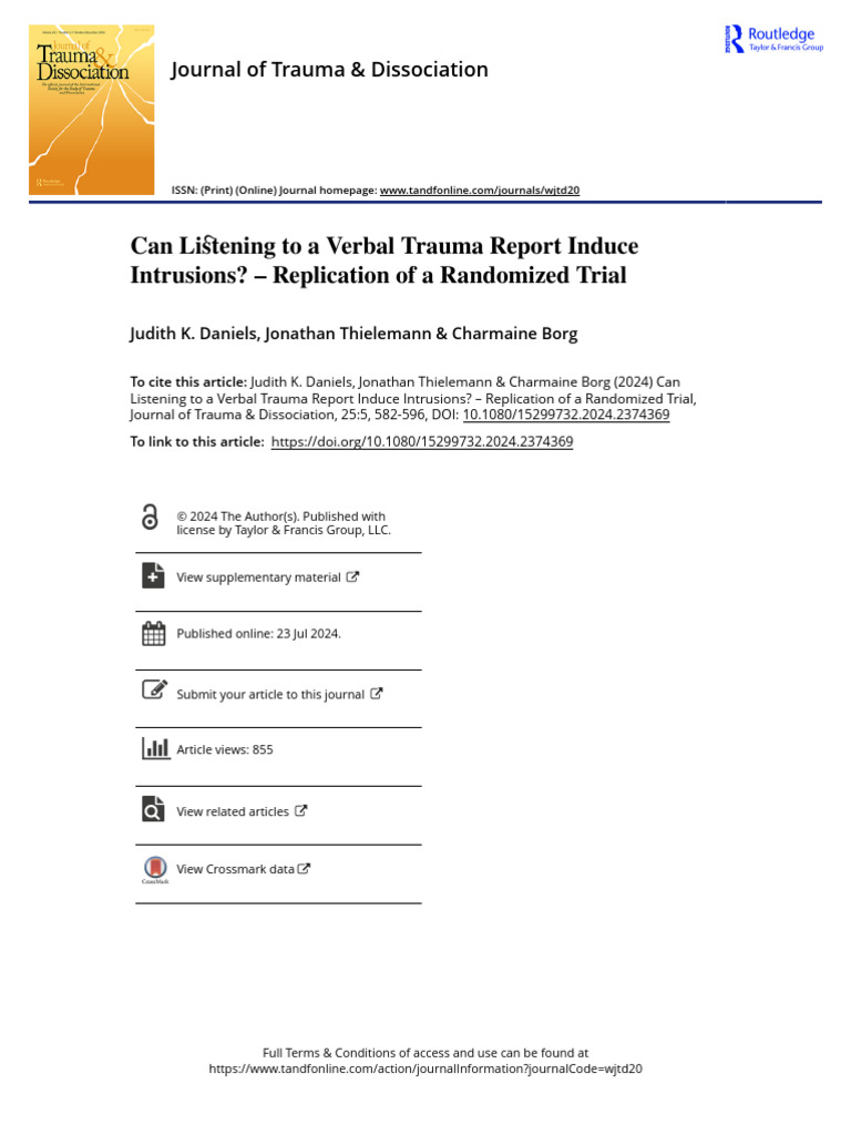 Can Listening To A Verbal Trauma Report Induce Intrusions Replication ...