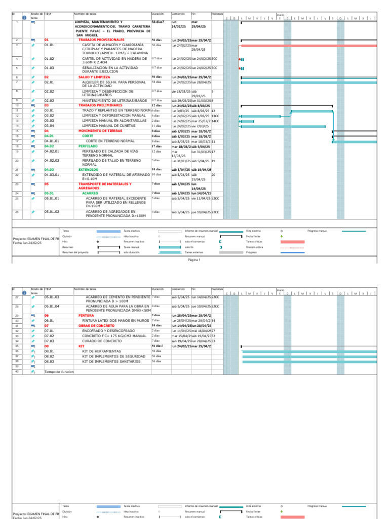 Examen Final de Programacion de Obra Ok | PDF