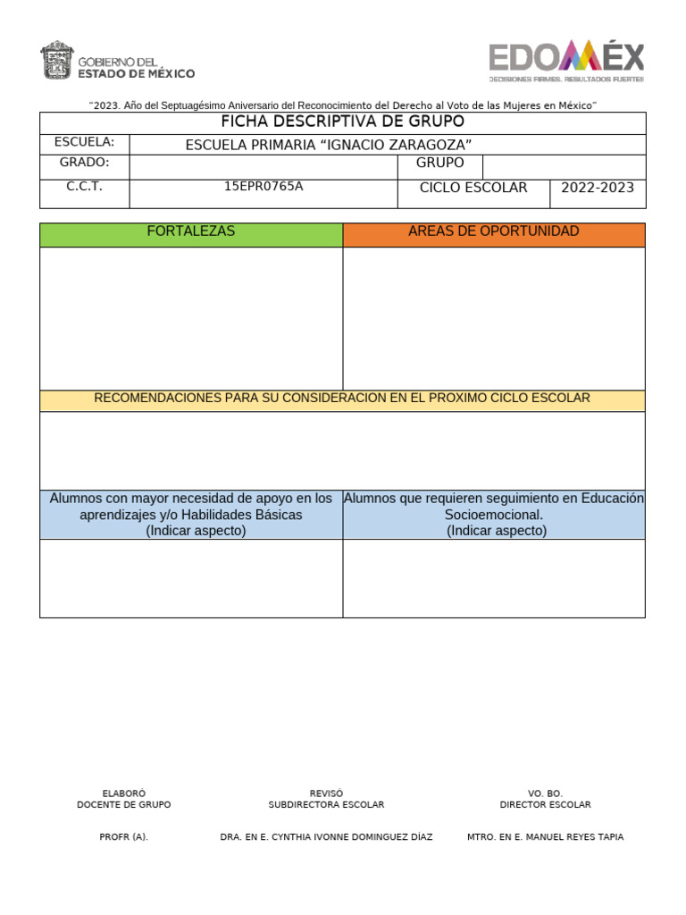 Ficha Descriptiva Grupal 2022-2023 | PDF