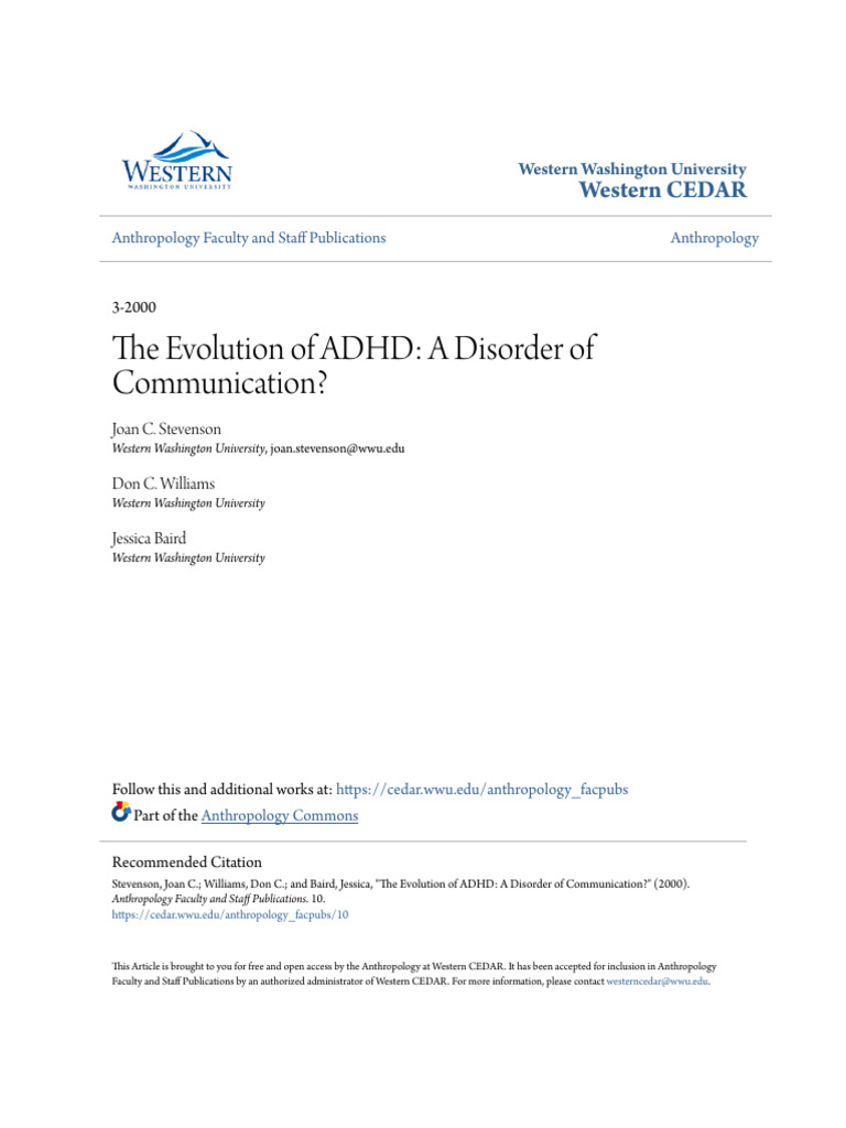 The Evolution of ADHD_ a Disorder of Communication | PDF | Attention ...
