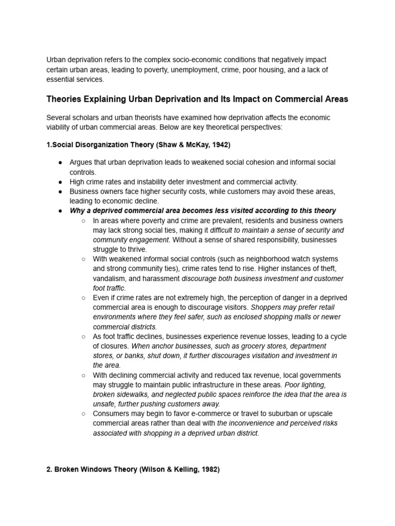 Impact of Urban Deprivation on Commerce | PDF | Poverty | Poverty ...