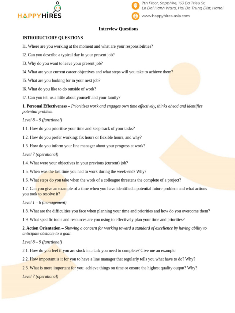 HappyHires Asia Interview Questions ENG | PDF | Social Psychology | Cognition