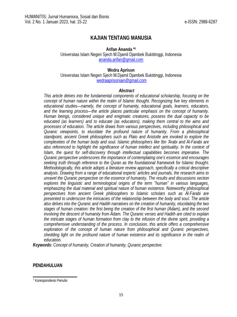 Artikel (Kajian Tentang Manusia) (Arifan) | PDF