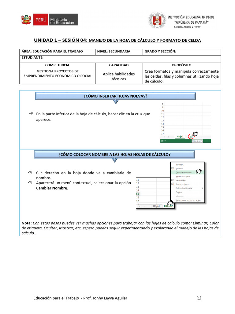 EPT1 U1 S4 GuiadeAprendizaje | PDF | Hoja de cálculo | Software