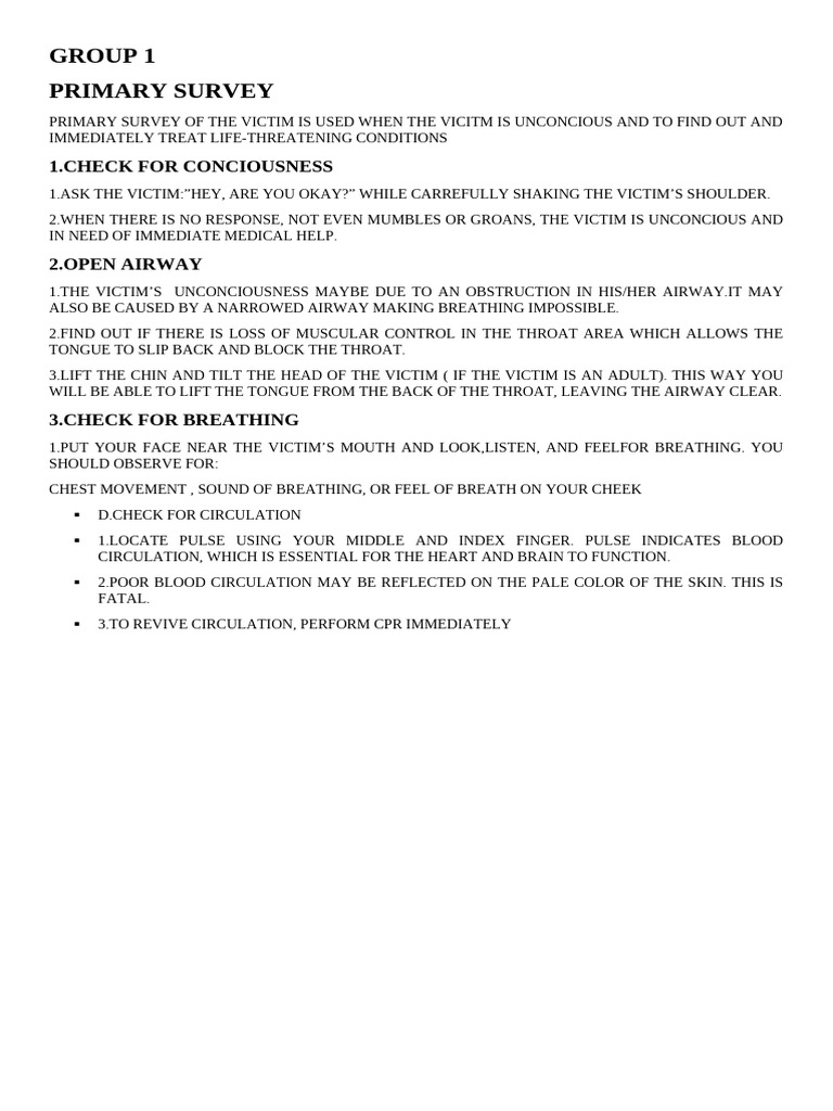 Primary Survey and Secondary Survey | PDF | Medical Specialties ...