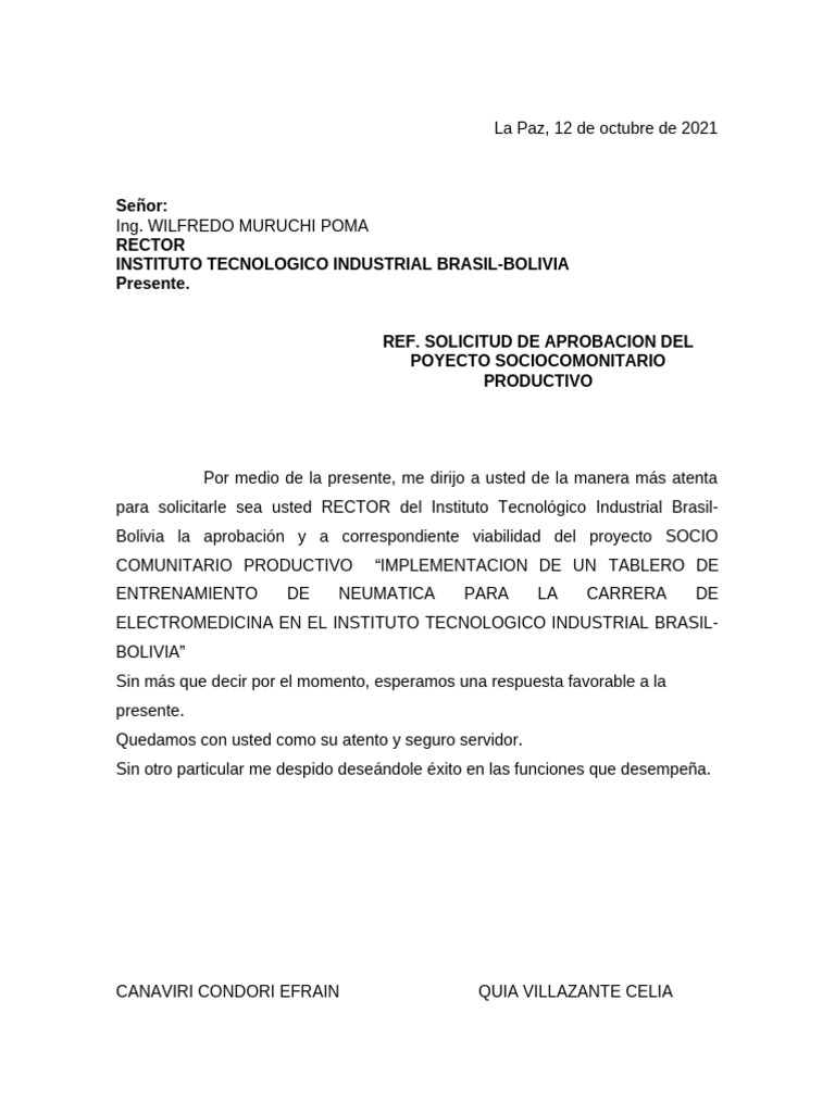 Carta A Rector | PDF