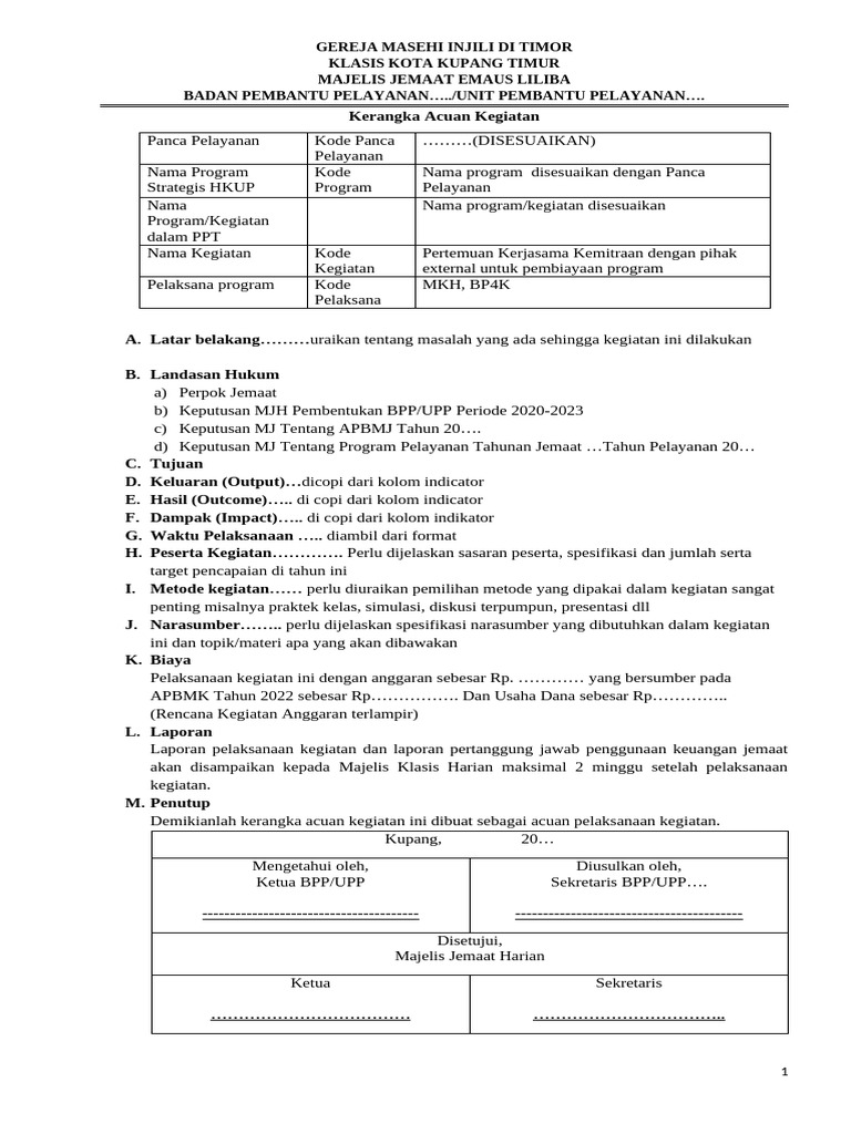Format Tor Kegiatan | PDF