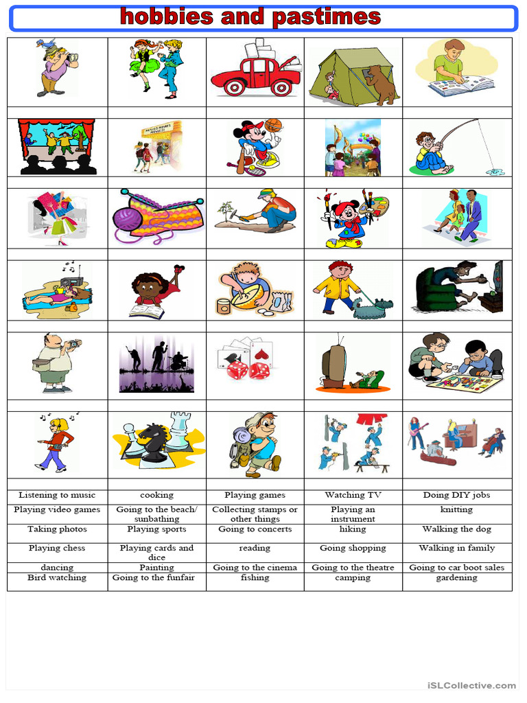 Hobbies and Pastimes, Matching Activity | PDF