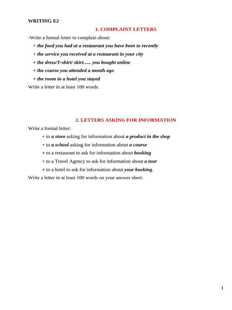 SV - Writing E2 For Sts | PDF
