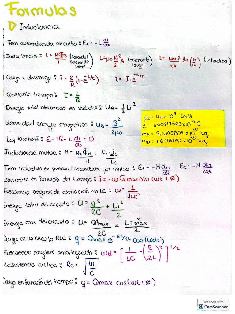 Fórmulas Segundo Examen F2 | PDF