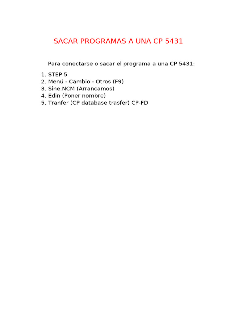 Sacar Programa CP 5431 | PDF
