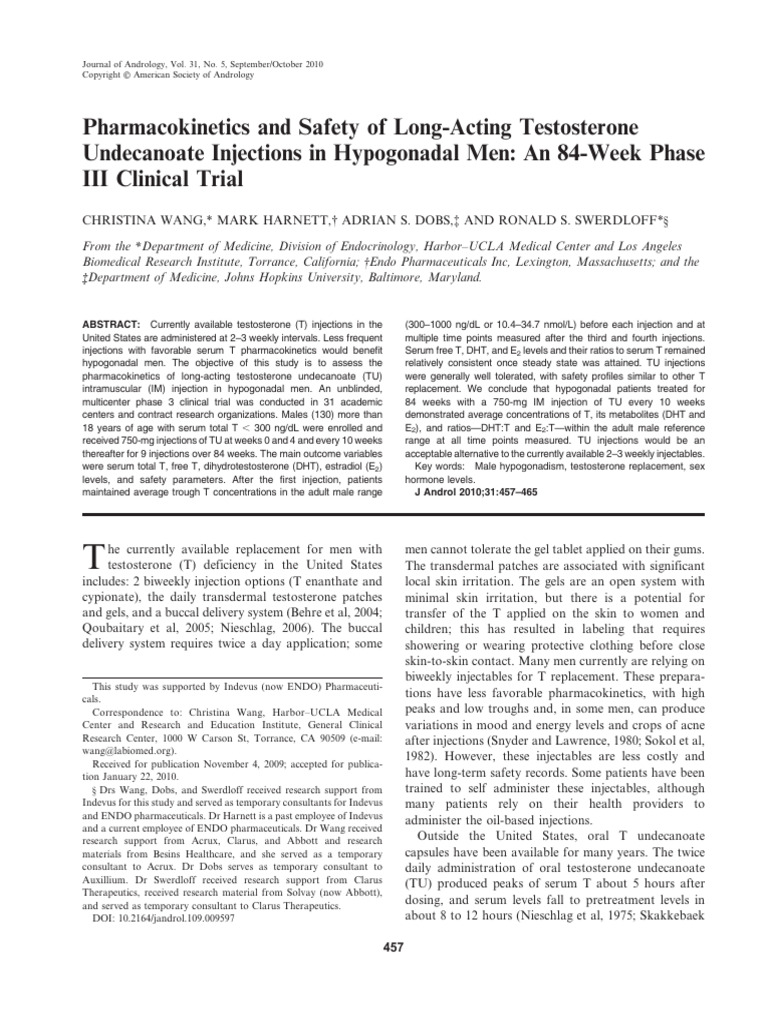 Long-Acting Testosterone Undecanoate Study | PDF | Testosterone ...
